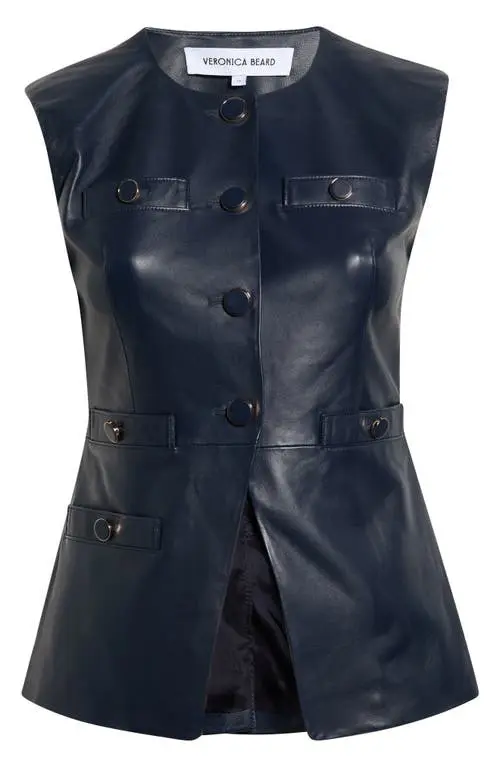 Veronica Beard Tamara Lambskin Leather Vest