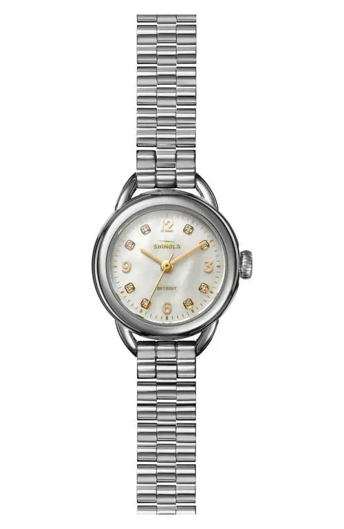 Shinola Runabout Mother-of-pearl & Diamond Bracelet Watch - White/mother Of Pearl