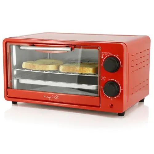MEGACHEF 9.5 Quart Electric Counter Top Toaster Oven - Red