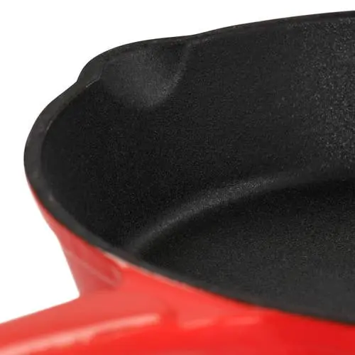 MEGACHEF Enameled Round 8 Inch Preseasoned Cast Iron Frying Pan - Red
