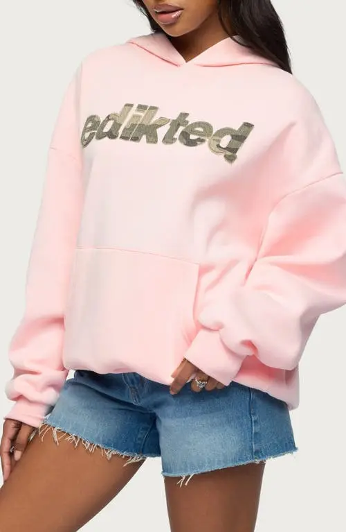 EDIKTED Oversized Hoodie With Logo Appliqués - Light-pink