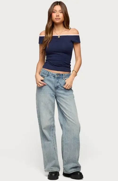 EDIKTED Contrast Neck Off-the-shoulder Top