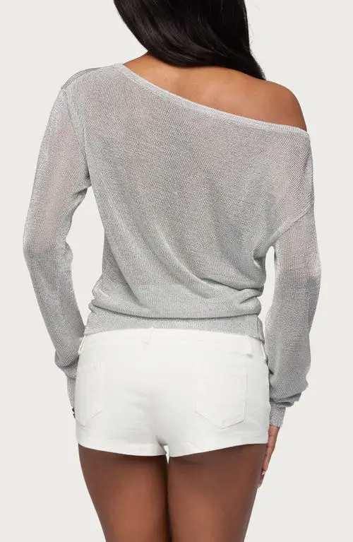 EDIKTED Metallic One-shoulder Sweater