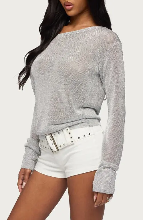 EDIKTED Metallic One-shoulder Sweater