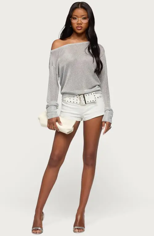 EDIKTED Metallic One-shoulder Sweater