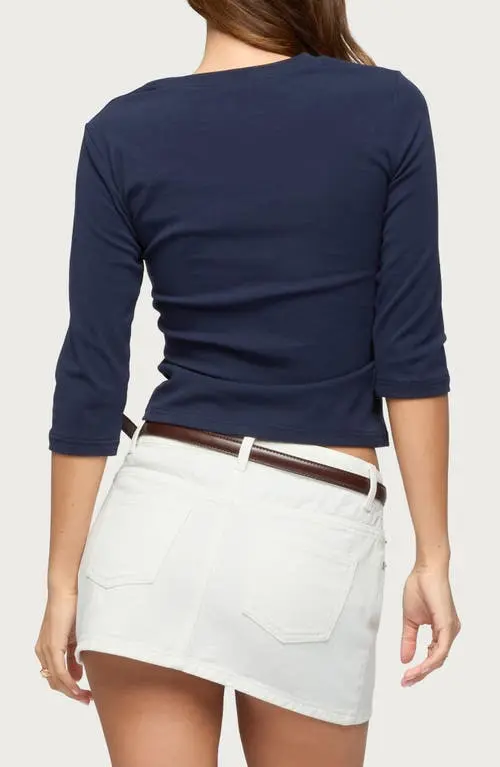 EDIKTED Stretch Cotton Graphic T-shirt - Navy