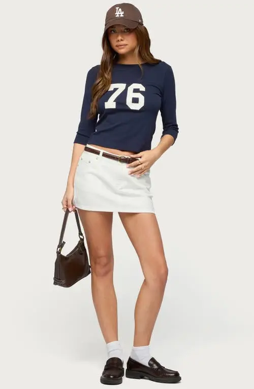 EDIKTED Stretch Cotton Graphic T-shirt - Navy