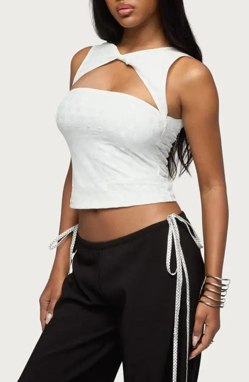 EDIKTED Floral Lace Cutout Crop Top
