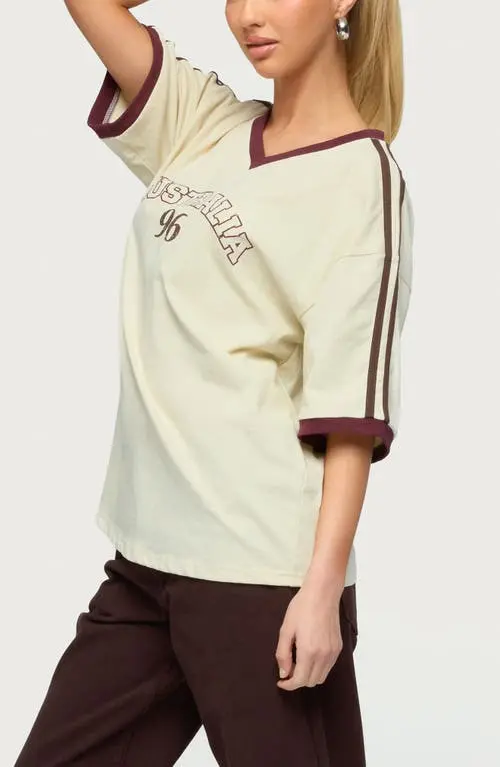 EDIKTED Australia 96 Oversize Cotton T-shirt - Cream