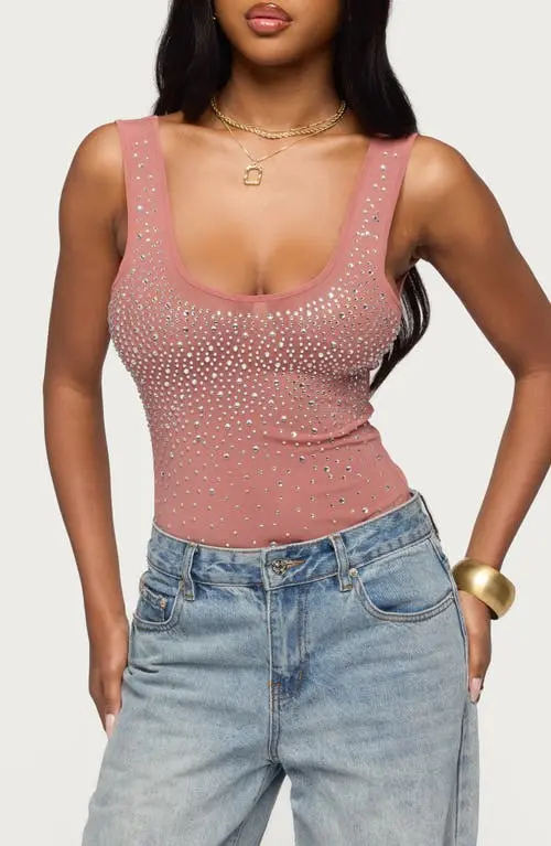 EDIKTED Angelita Embellished Mesh Tank