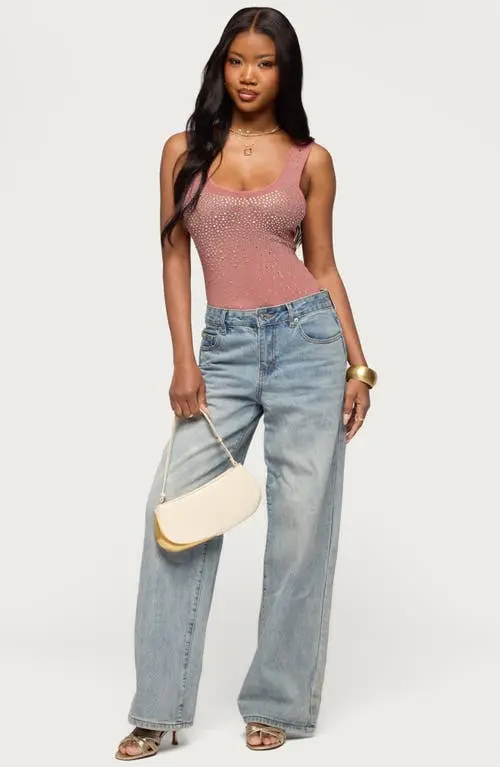 EDIKTED Angelita Embellished Mesh Tank