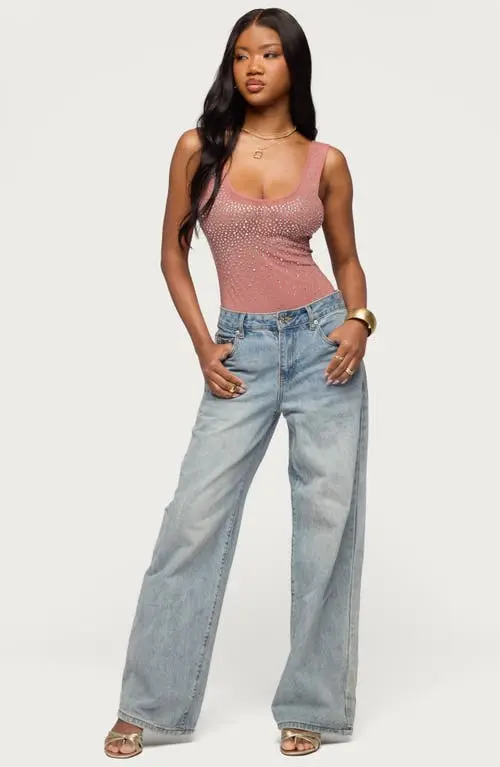 EDIKTED Angelita Embellished Mesh Tank