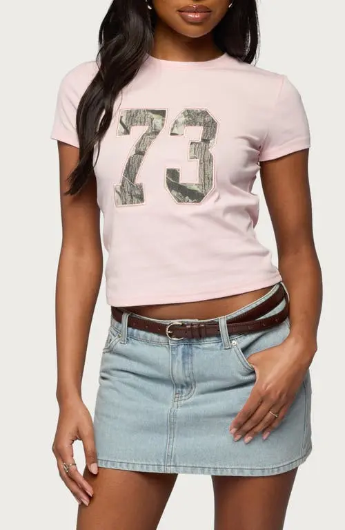 EDIKTED Shrunken Graphic T-shirt - Light-pink