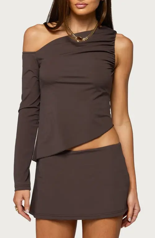 EDIKTED Lucretia Asymmetric One-shoulder Top - Brown