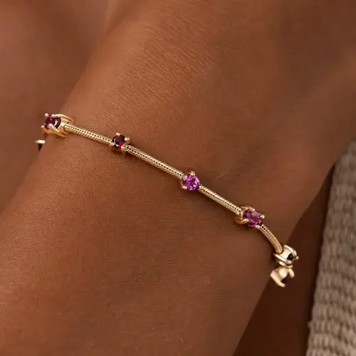 KARMA AND LUCK Garnet Gold-plated Bolo Bracelet