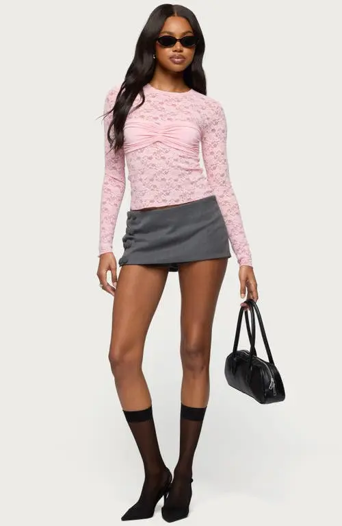 EDIKTED Rosette Bandeau Sheer Lace Top