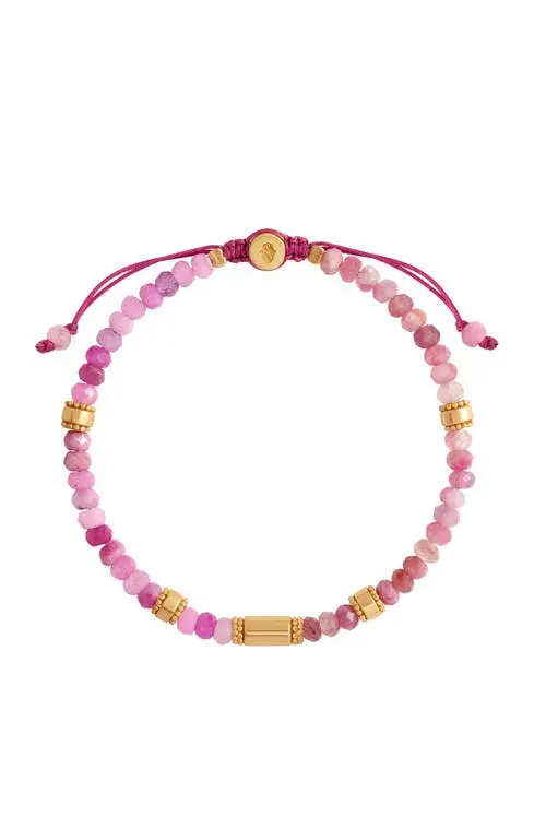 KARMA AND LUCK Heartline Harmony Ruby & Pink Tourmaline Stretch Bracelet - Purple/gold