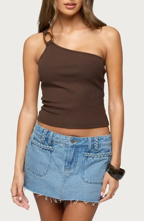 EDIKTED Calista O-ring One-shoulder Rib Crop Top