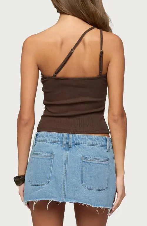 EDIKTED Calista O-ring One-shoulder Rib Crop Top