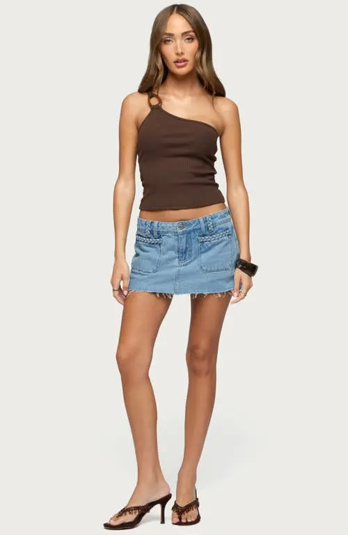 EDIKTED Calista O-ring One-shoulder Rib Crop Top