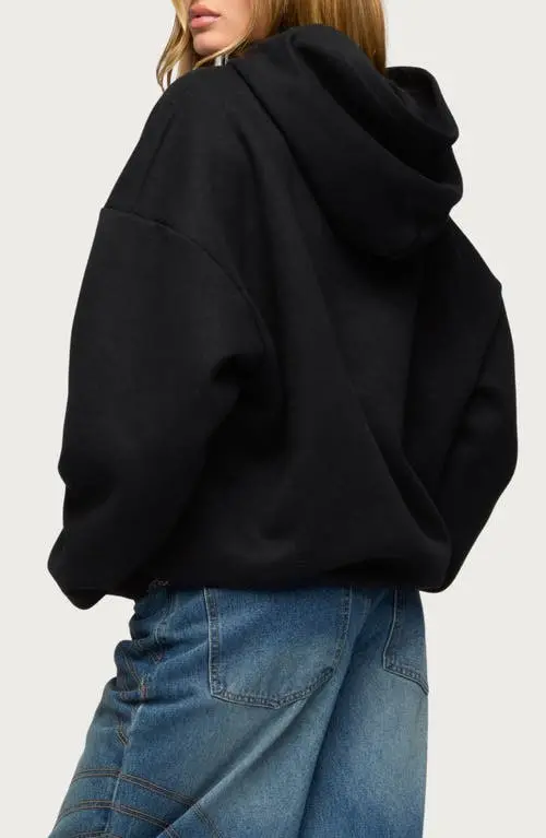 EDIKTED Oversized Hoodie With Camouflage Logo - Black