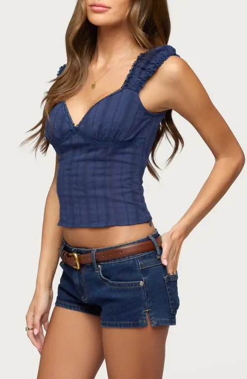 EDIKTED Embroidered Lace Trimmed Crop Top