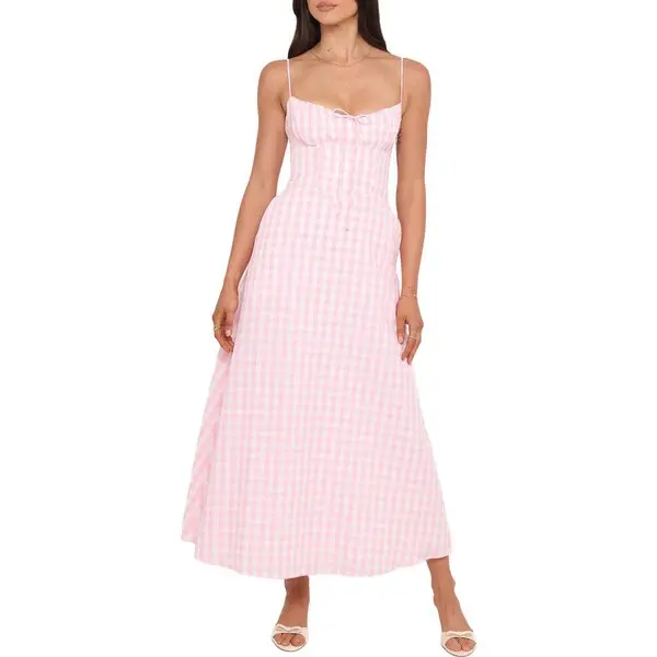 PETAL & PUP Tilbury Gingham Maxi Dress - Pink Gingham