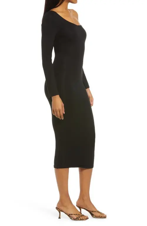 RE ONA Long Sleeve One-shoulder Midi Dress