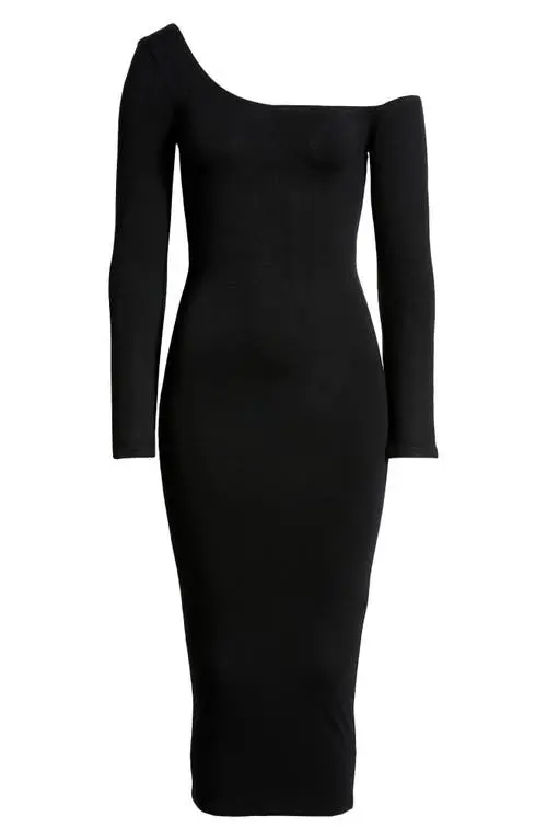 RE ONA Long Sleeve One-shoulder Midi Dress