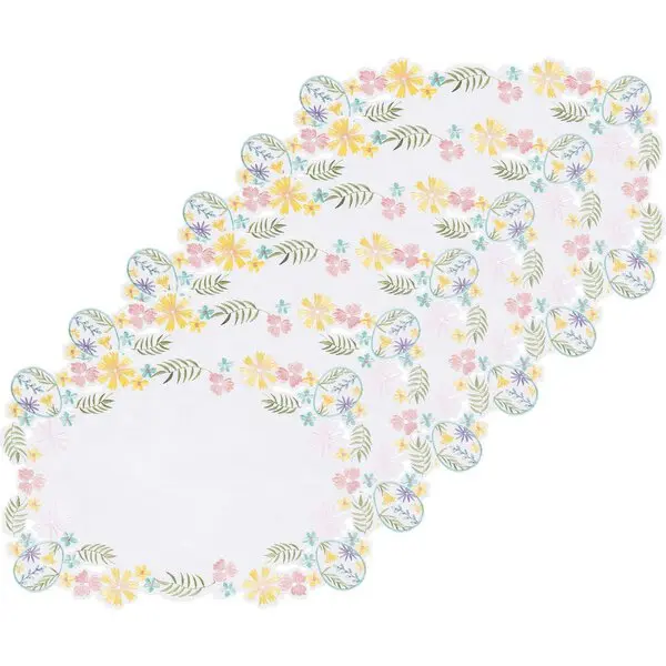 C&F HOME Elegant Easter Egg Cutwork Shaped Set Of 6 Placemats 13" X 19 - Blue