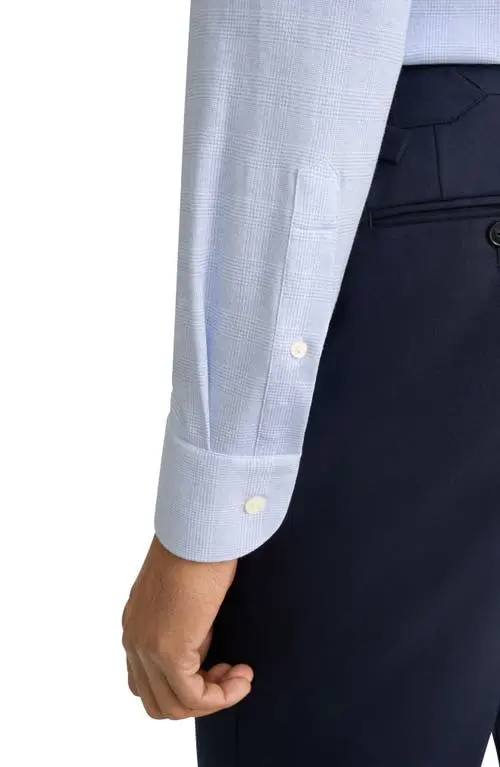 Eton Slim Fit Check Stretch Jersey Dress Shirt - Light Blue