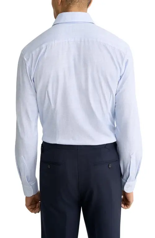 Eton Slim Fit Check Stretch Jersey Dress Shirt - Light Blue