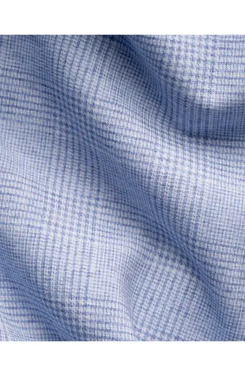 Eton Slim Fit Check Stretch Jersey Dress Shirt - Light Blue