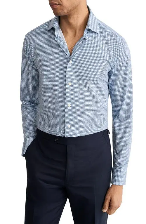 Eton Slim Fit Geo Stretch Jersey Dress Shirt - Medium Blue