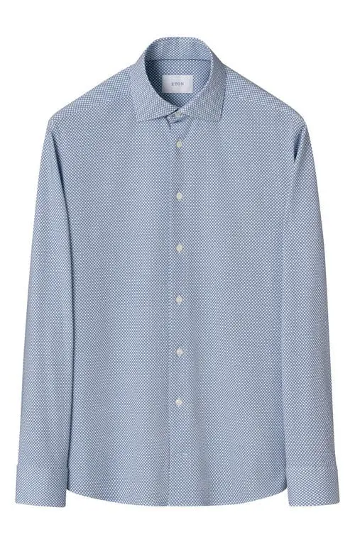 Eton Slim Fit Geo Stretch Jersey Dress Shirt - Medium Blue