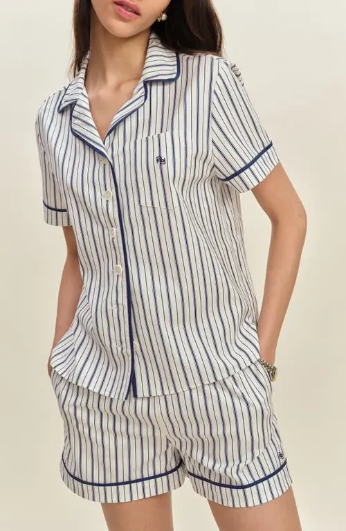 REFORMATION Blair Stretch Organic Cotton Short Pajamas - Summer Day Stripe