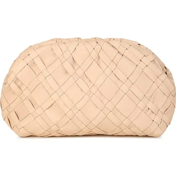 Rafe New York Aya Woven Leather Frame Clutch - Buff