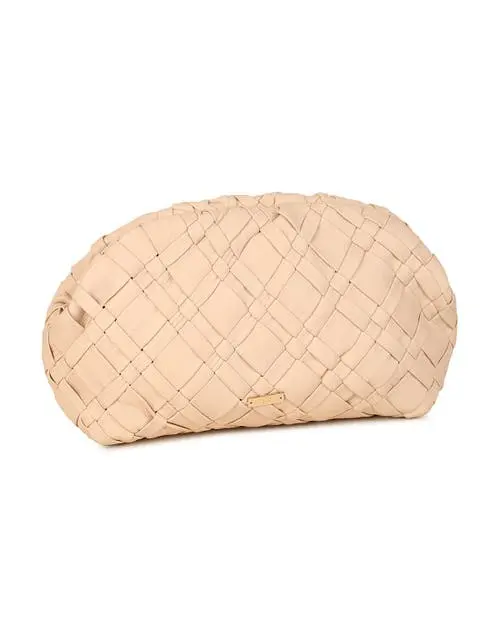 Rafe New York Aya Woven Leather Frame Clutch - Buff