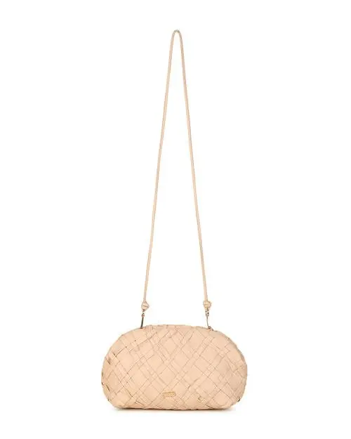 Rafe New York Aya Woven Leather Frame Clutch - Buff