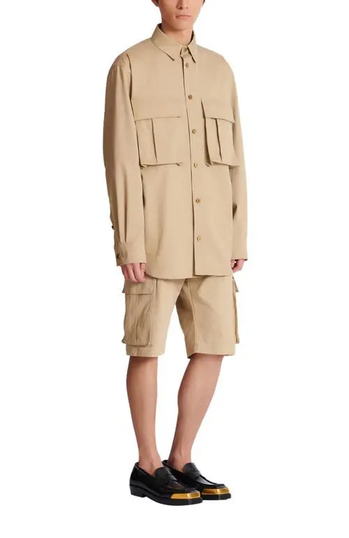 Balmain Cotton Safari Shirt - Beige
