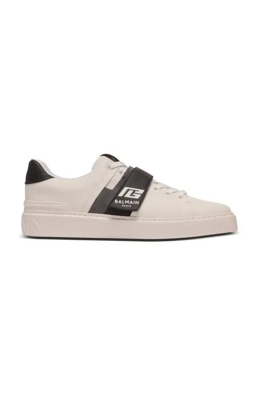 Balmain Calfskin B-court Sneakers - White
