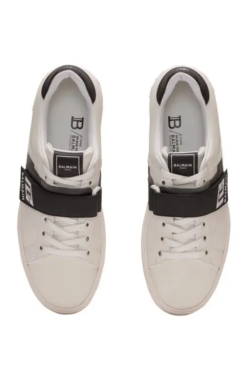 Balmain Calfskin B-court Sneakers - White