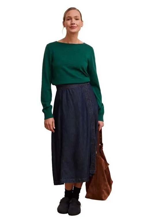 CELTIC & CO. Merino Fine Knit Boat Neck Jumper - Emerald
