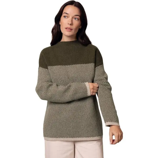 CELTIC & CO. Felted Funnel Neck Sweater - Moss Chevron