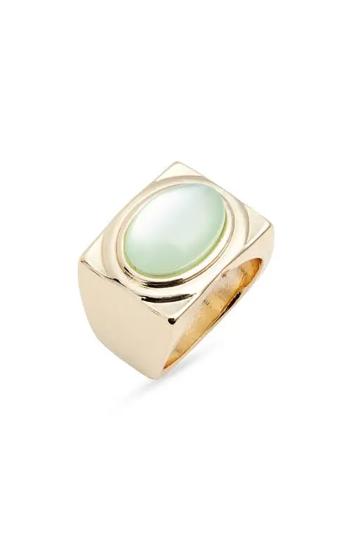 Nordstrom Oval Resin Signet Ring - Seafoam- Gold