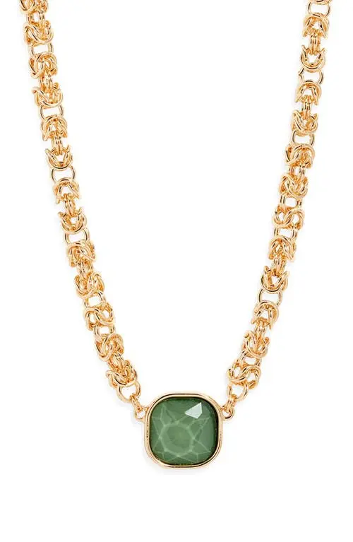 Nordstrom Faceted Stone Pendant Necklace - Seafoam- Gold