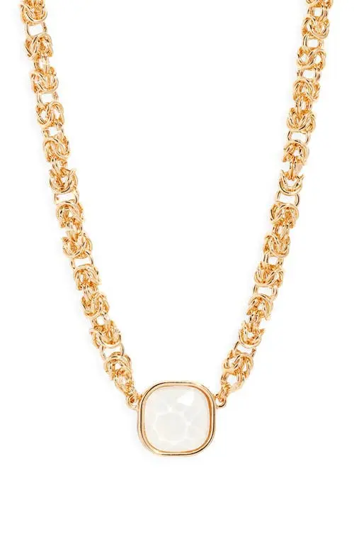 Nordstrom Faceted Stone Pendant Necklace - White- Gold