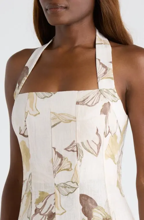 CECE DUPRAZ Floral Panel Halter Midi Dress