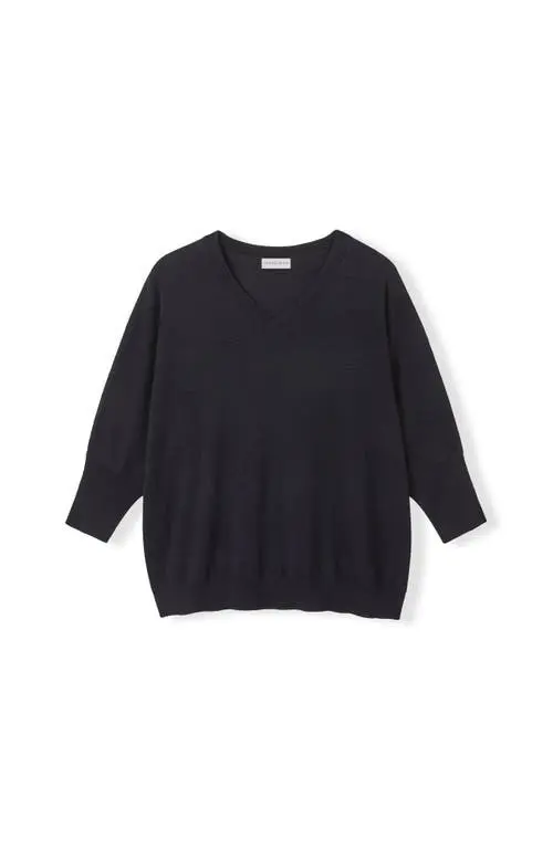 CELTIC & CO. Slouchy V-neck Pure Wool Jumper - Navy