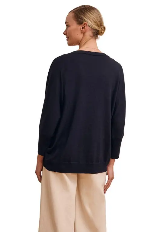 CELTIC & CO. Slouchy V-neck Pure Wool Jumper - Navy